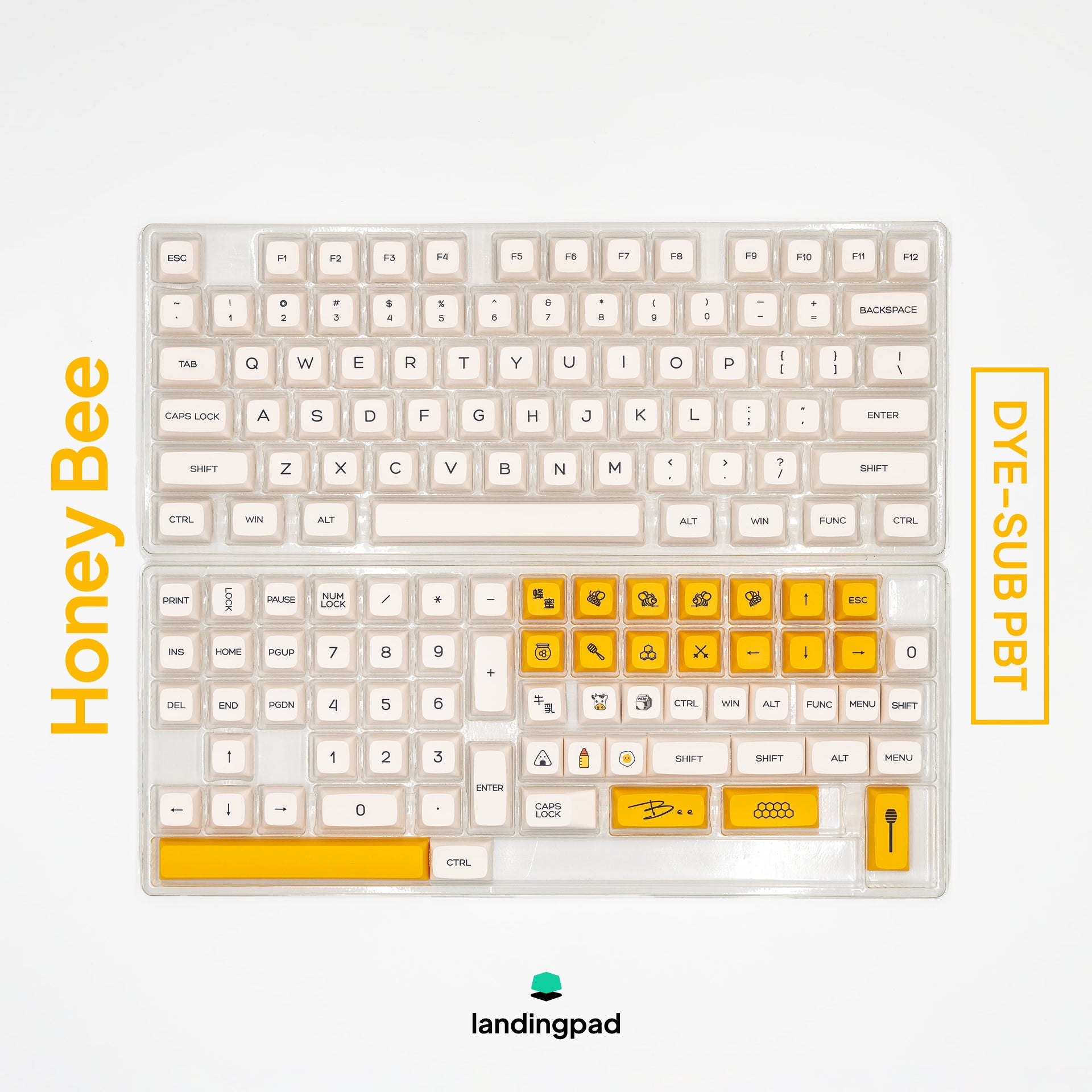 Honey Bee PBT XDA Keycap Set | Custom Keyboard Keycaps